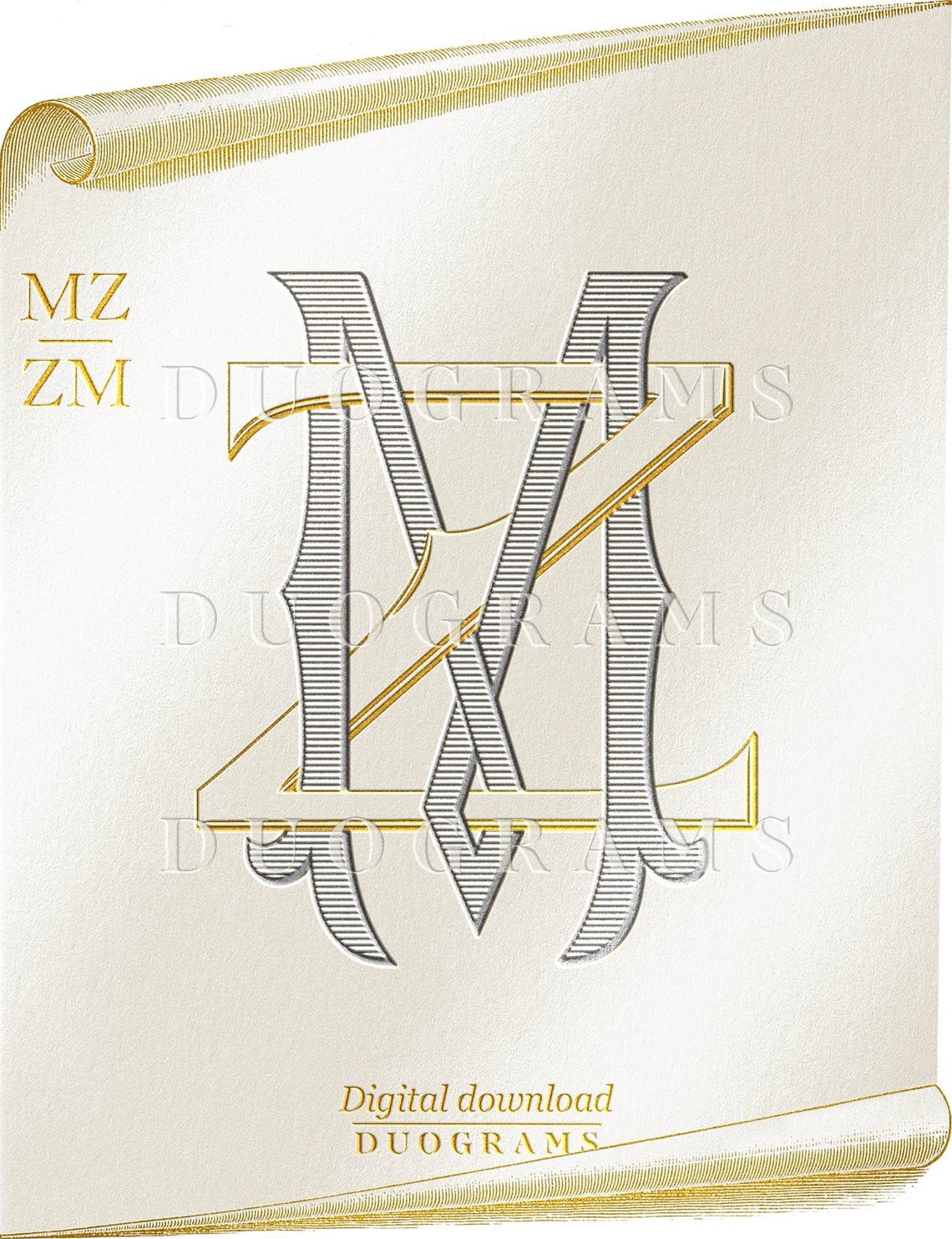MZ ZM Wedding Monogram Logo Design M Z Two Letter Monogram Initials + 2 ...