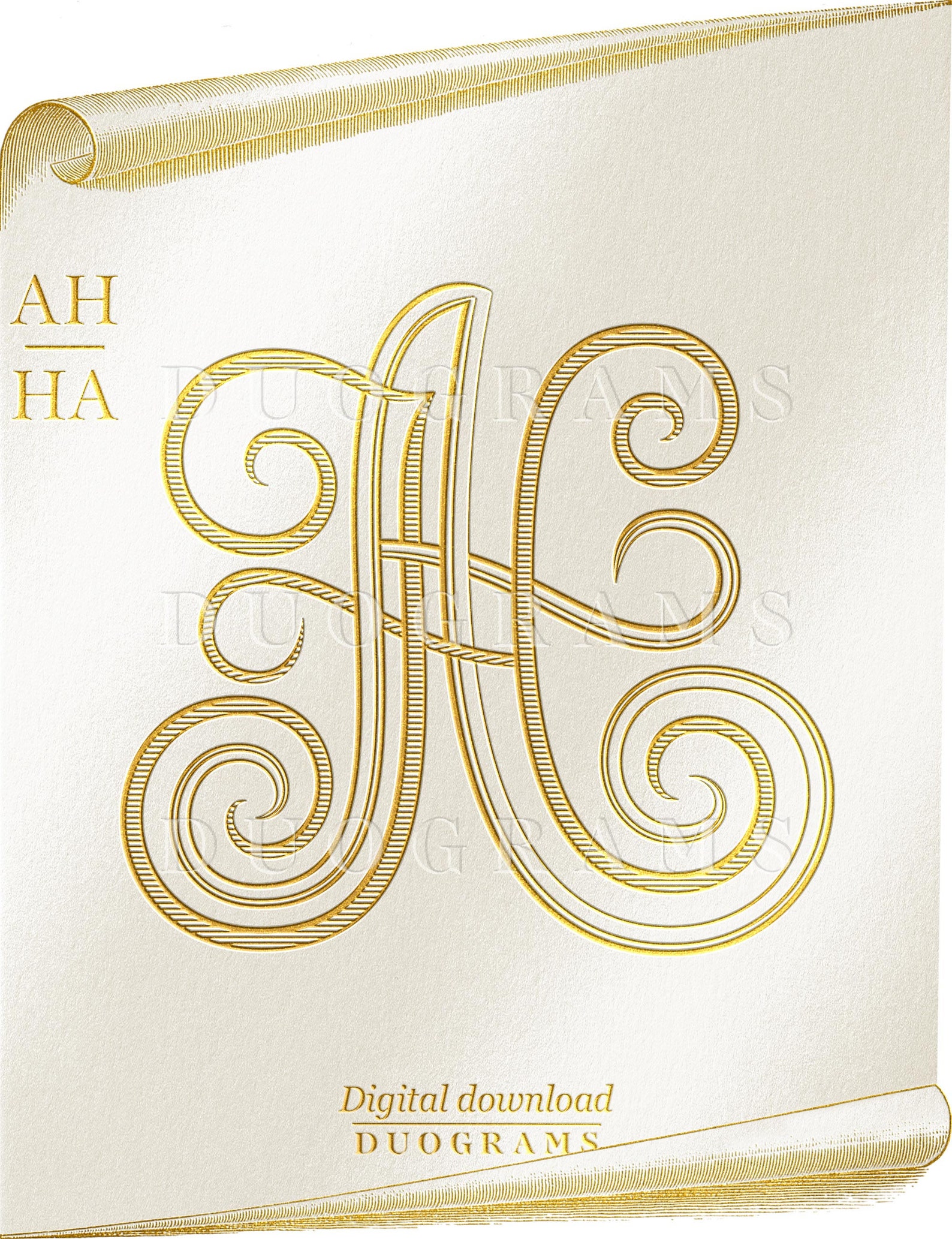 Wedding Monogram Logo Design AH HA Monogram Wreath SVG Digital - Etsy