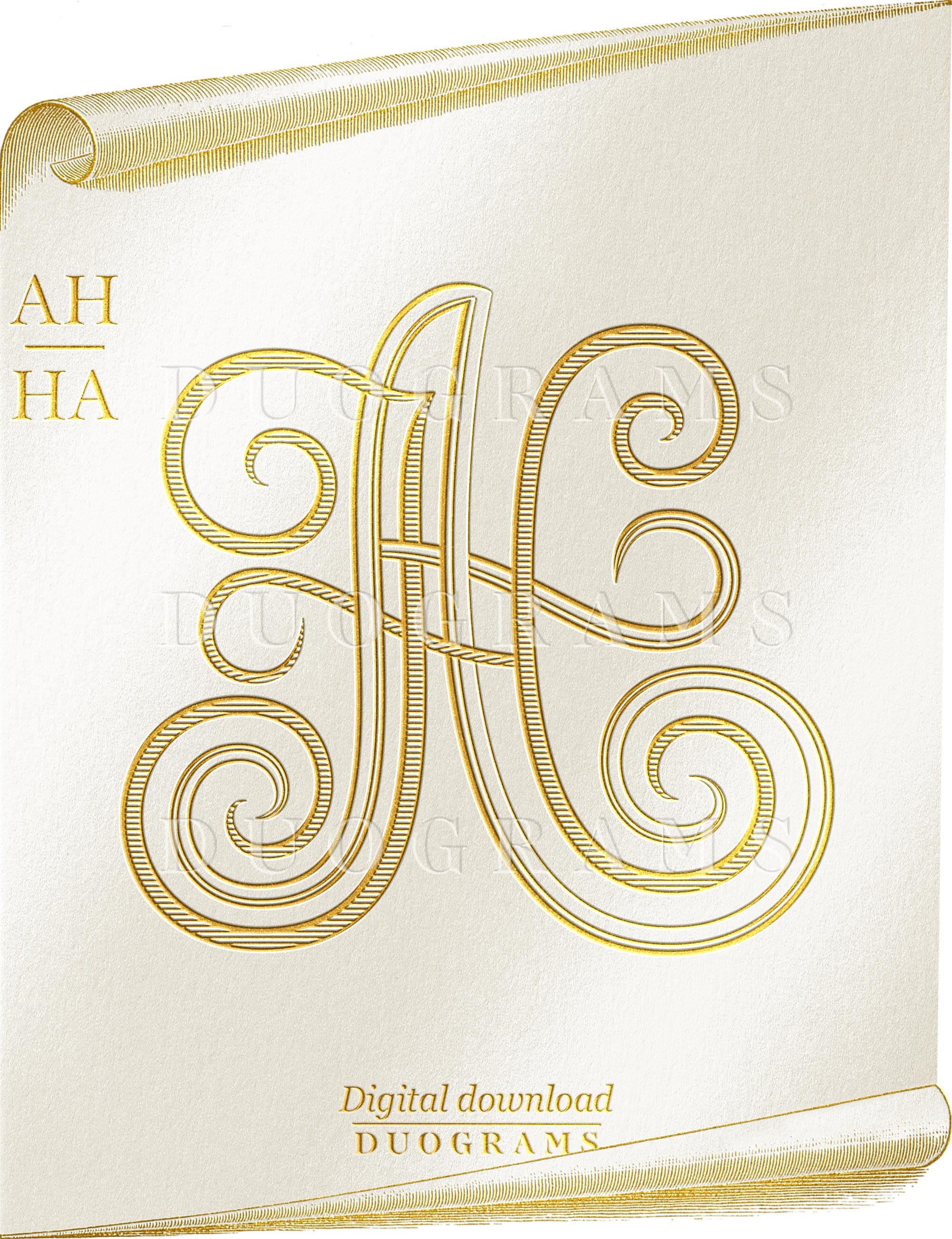 Wedding Monogram Logo Design AH HA Monogram Wreath SVG Digital Download ...