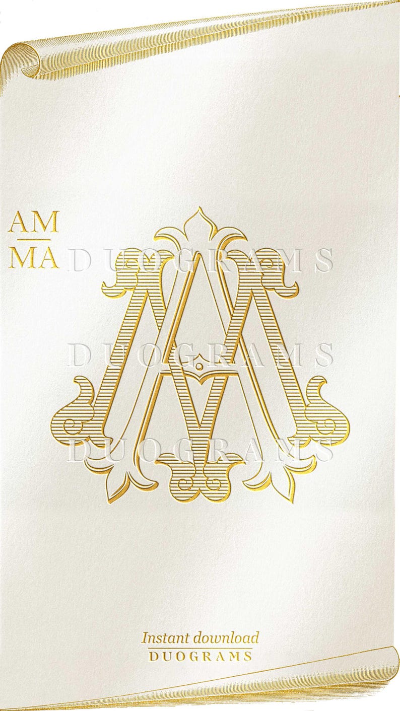 Wedding Monogram Logo AM MA Monogram Wreath SVG - Etsy