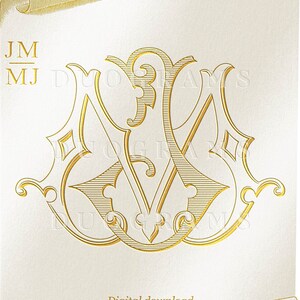 Vintage Wedding Monogram JM MJ Monogram SVG - Etsy
