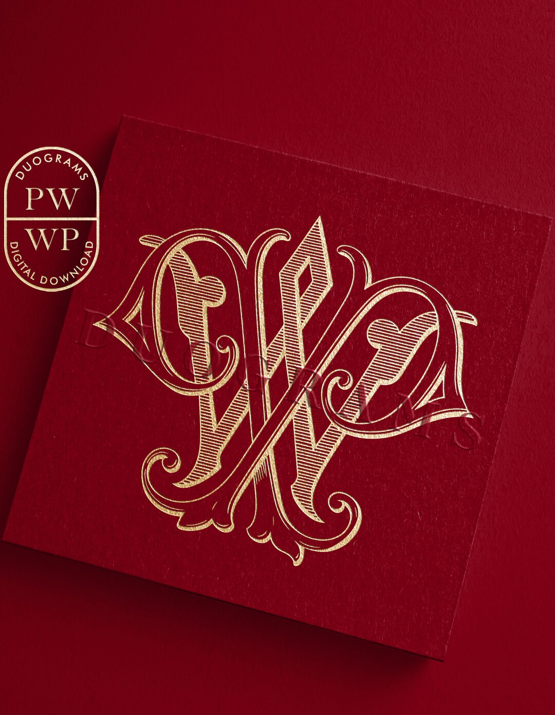 PW WP Vintage Wedding Monogram Logo Design SVG 2-letters Monogram P W ...
