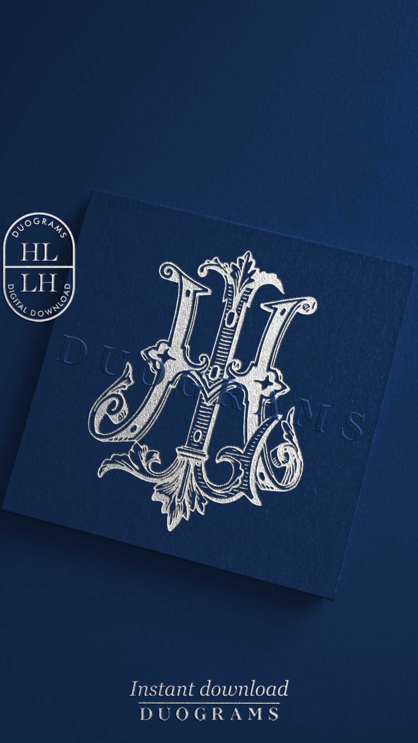 HL LH Vintage Wedding Monogram Logo Design SVG 2-letter Monogram H L ...