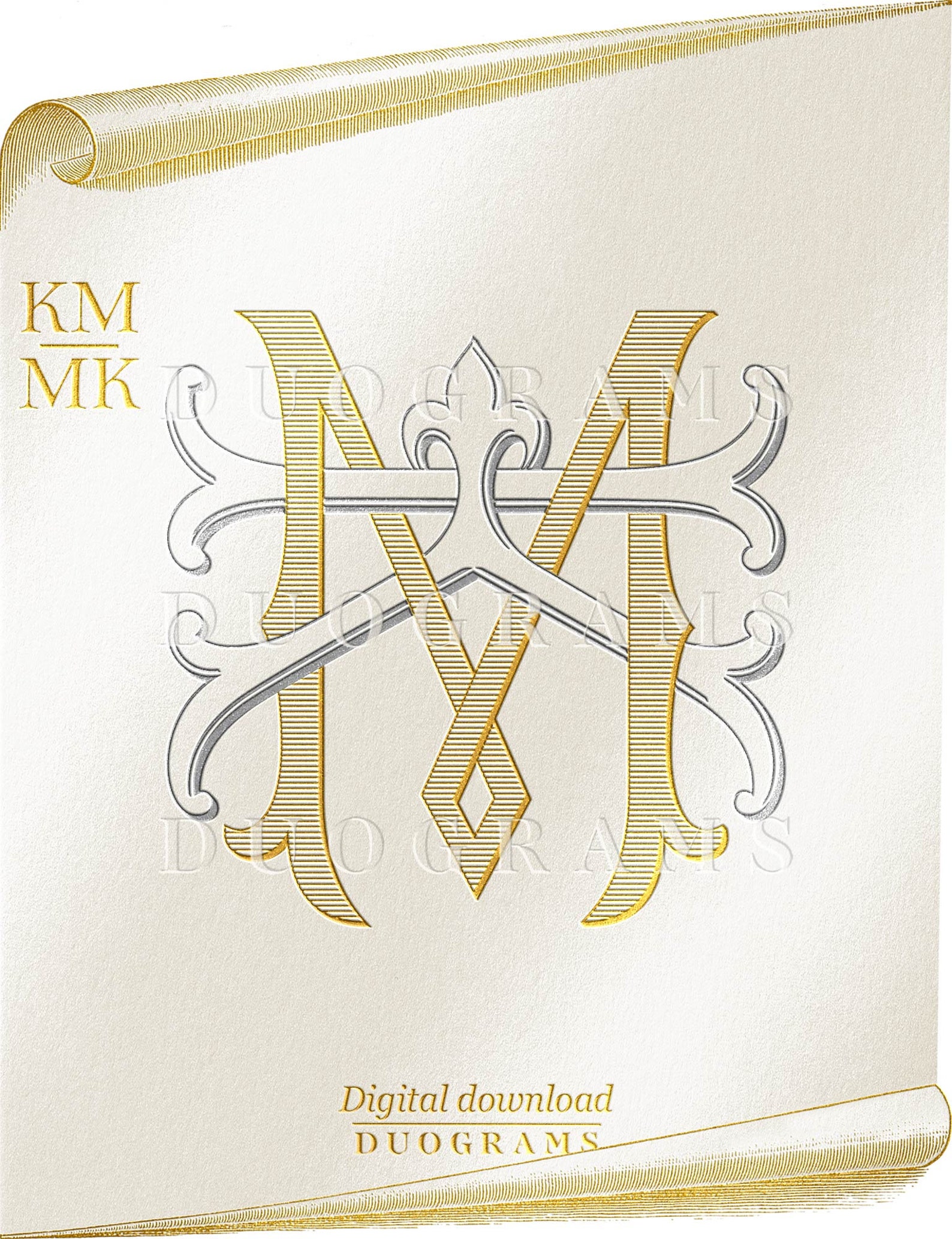 KM MK Wedding Monogram Logo Design K M Two Letter Monogram SVG Digital ...
