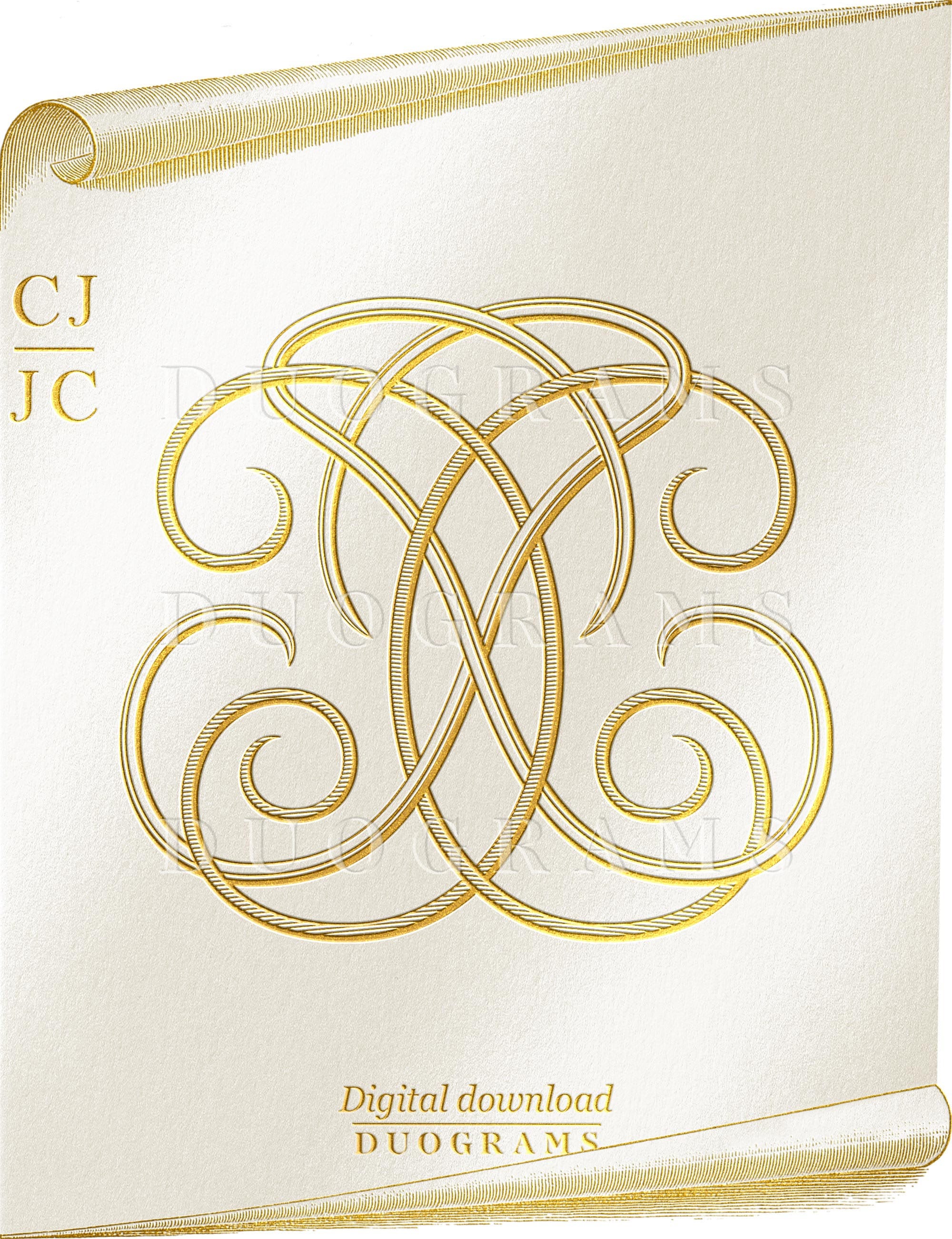Wedding Monogram Logo Design CJ JC Monogram Wreath SVG Digital - Etsy