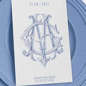 Interlocking Vintage Monogram GM or MG Two Letter Monogram Logo Design ...