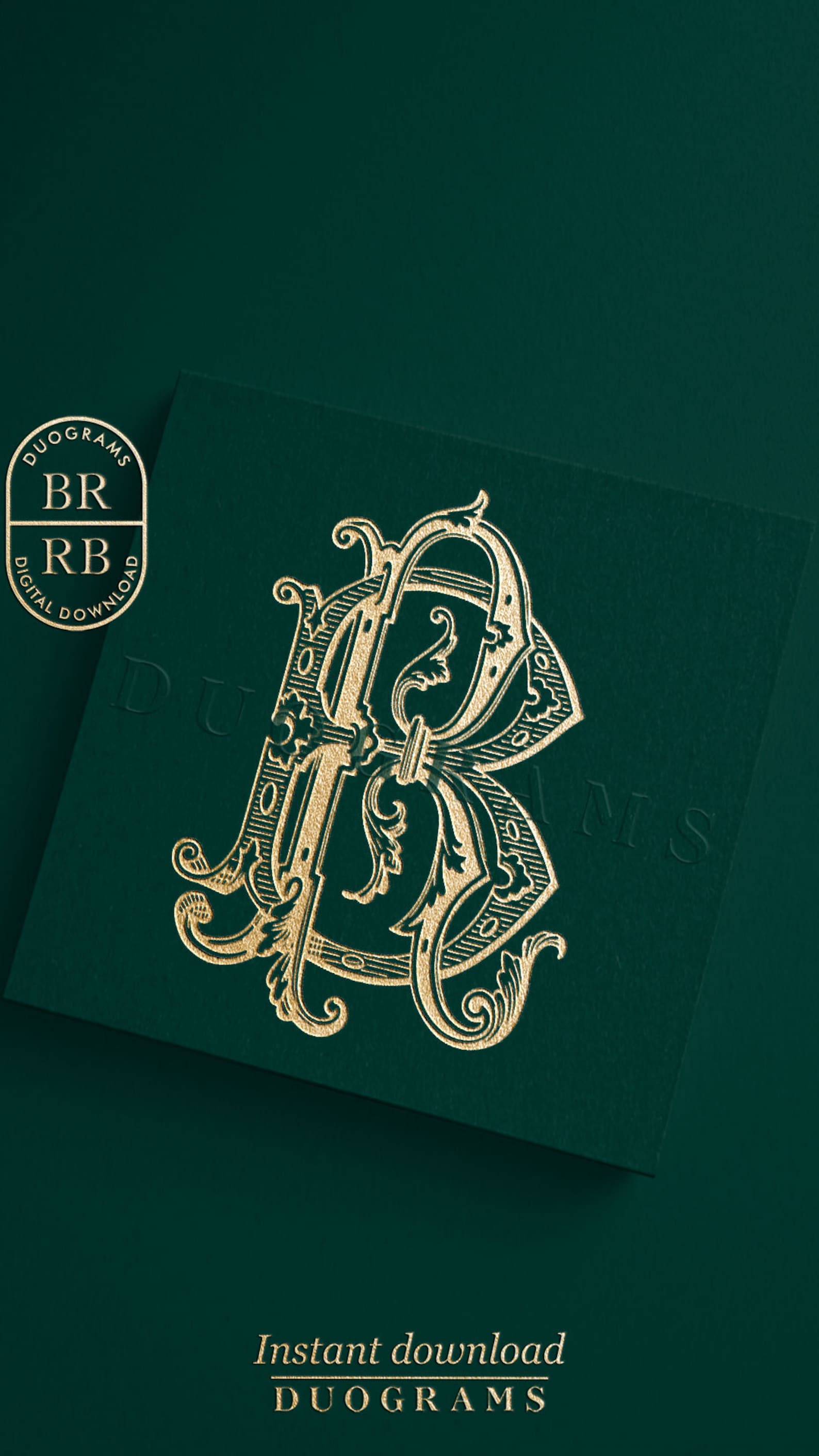 Vintage Monogram Logo BR or RB Interlocking Monogram Design B R Wedding ...
