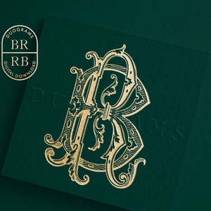 Vintage Monogram Logo BR or RB Interlocking Monogram Design B R Wedding ...