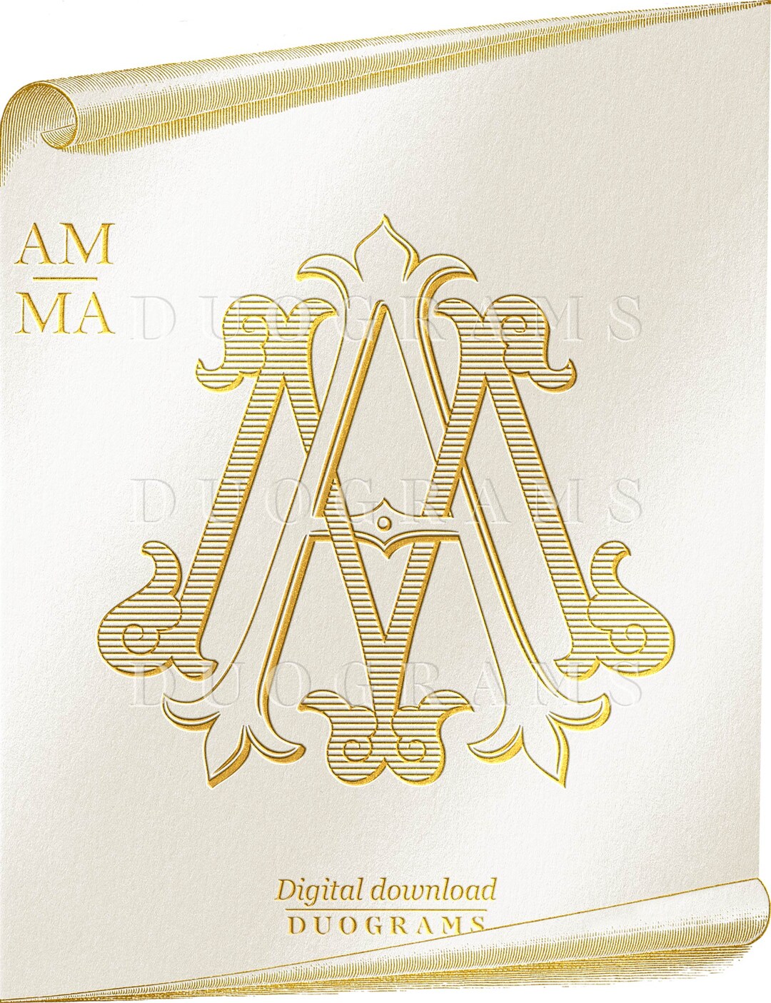 Wedding Monogram Logo AM MA Monogram Wreath SVG - Etsy