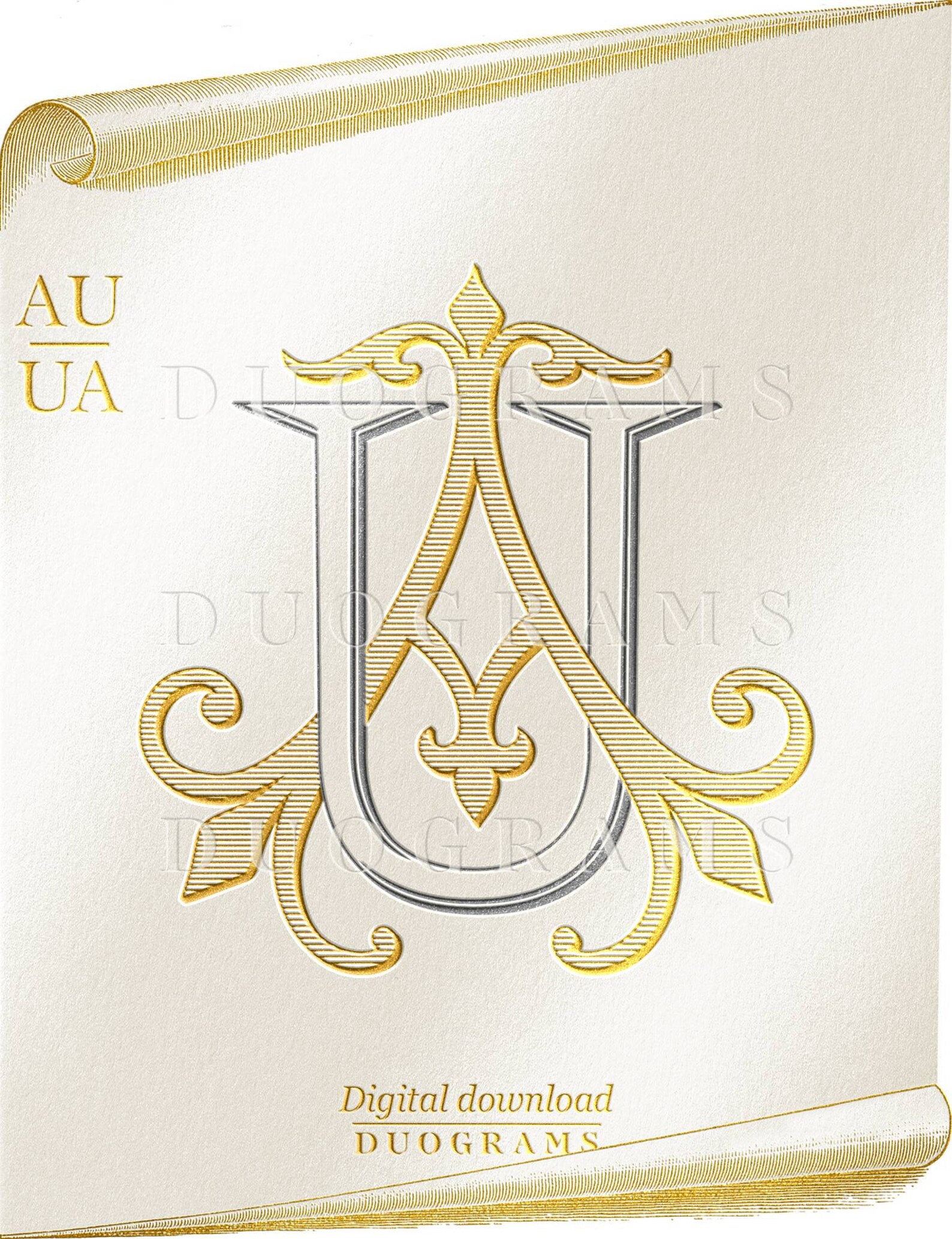 Vintage Wedding Monogram Logo AU UA Monogram Wreath SVG - Etsy