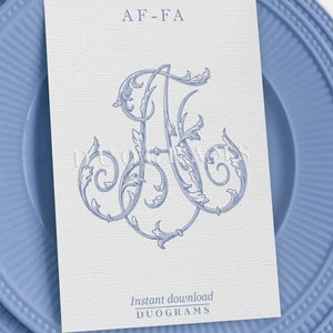 AF FA Vintage Wedding Monogram Logo Design A F Digital Download F A Two ...