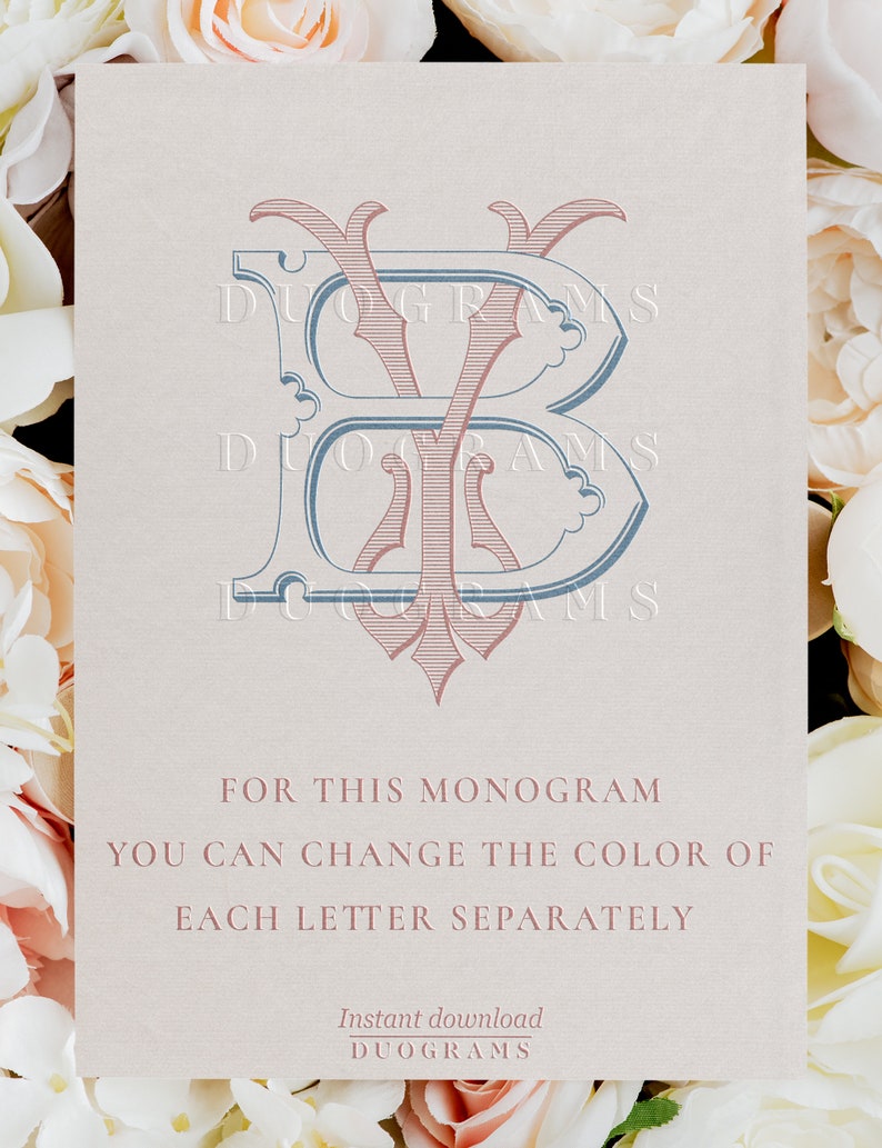 Vintage Monogram Logo Design BY YB Digital Download B Y + 2 Free ...
