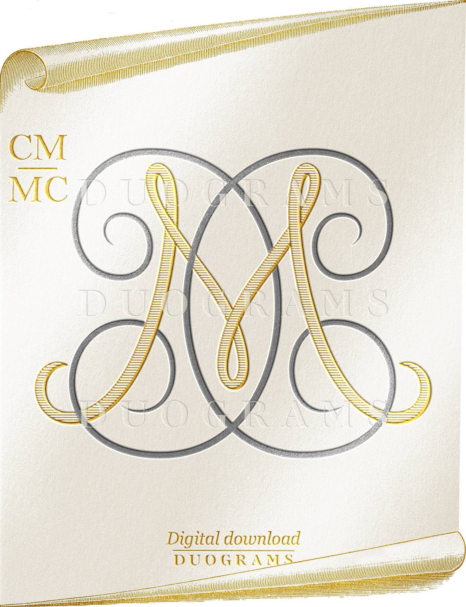 Vintage Monogram Logo Design CM MC Monogram Wreath SVG Digital Download ...