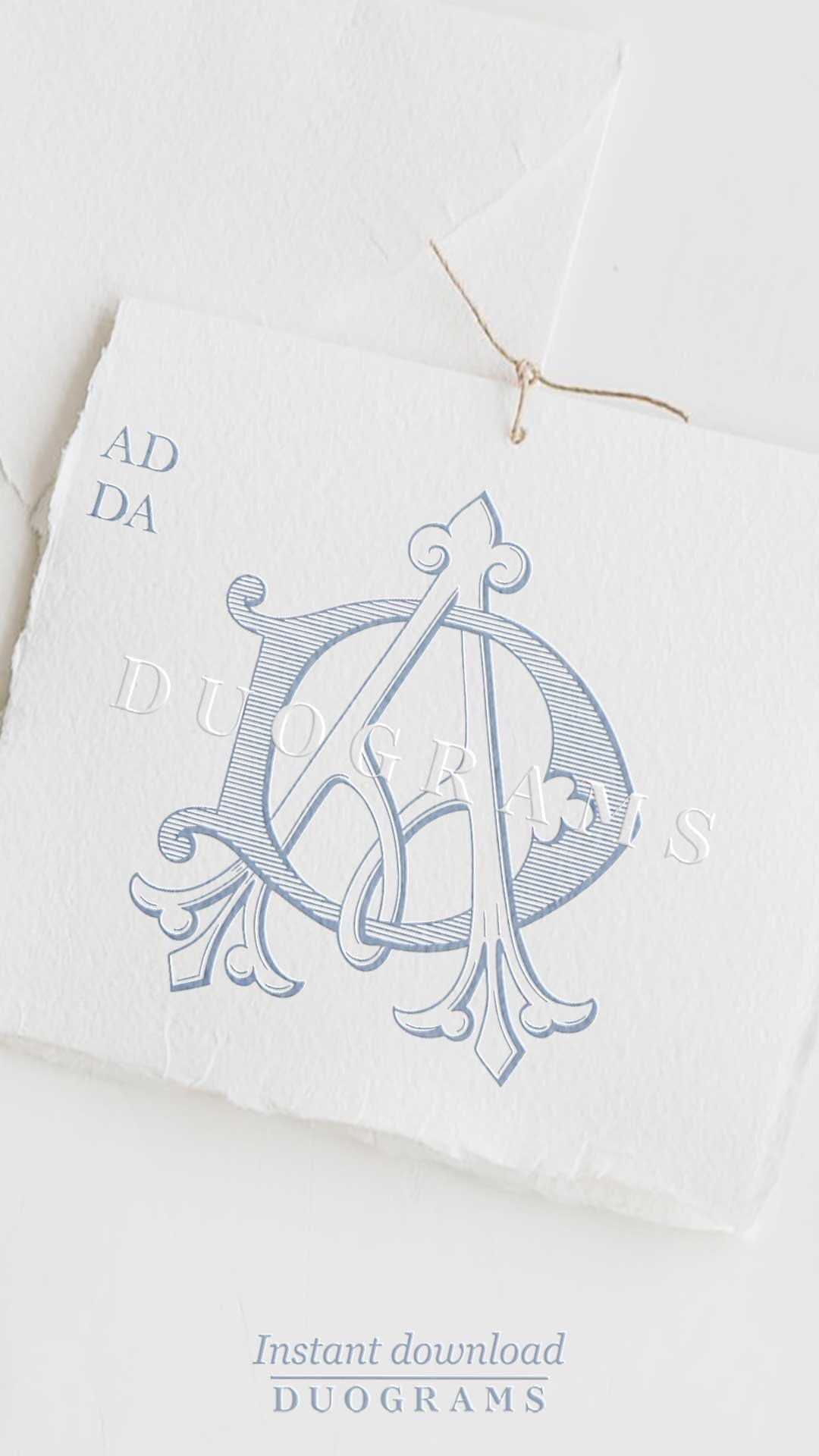 Vintage Monogram Logo AD or DA Two Letter Monogram Design A D Wedding ...