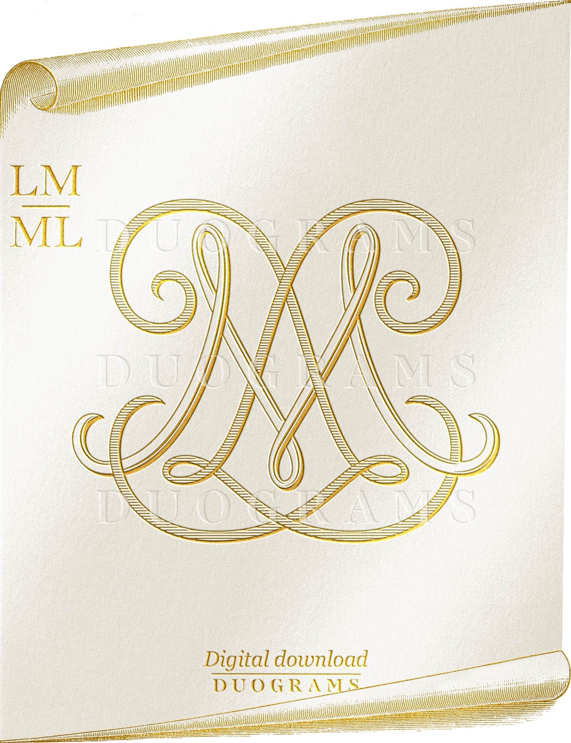 Wedding Monogram Logo ML LM Monogram Wreath SVG - Etsy