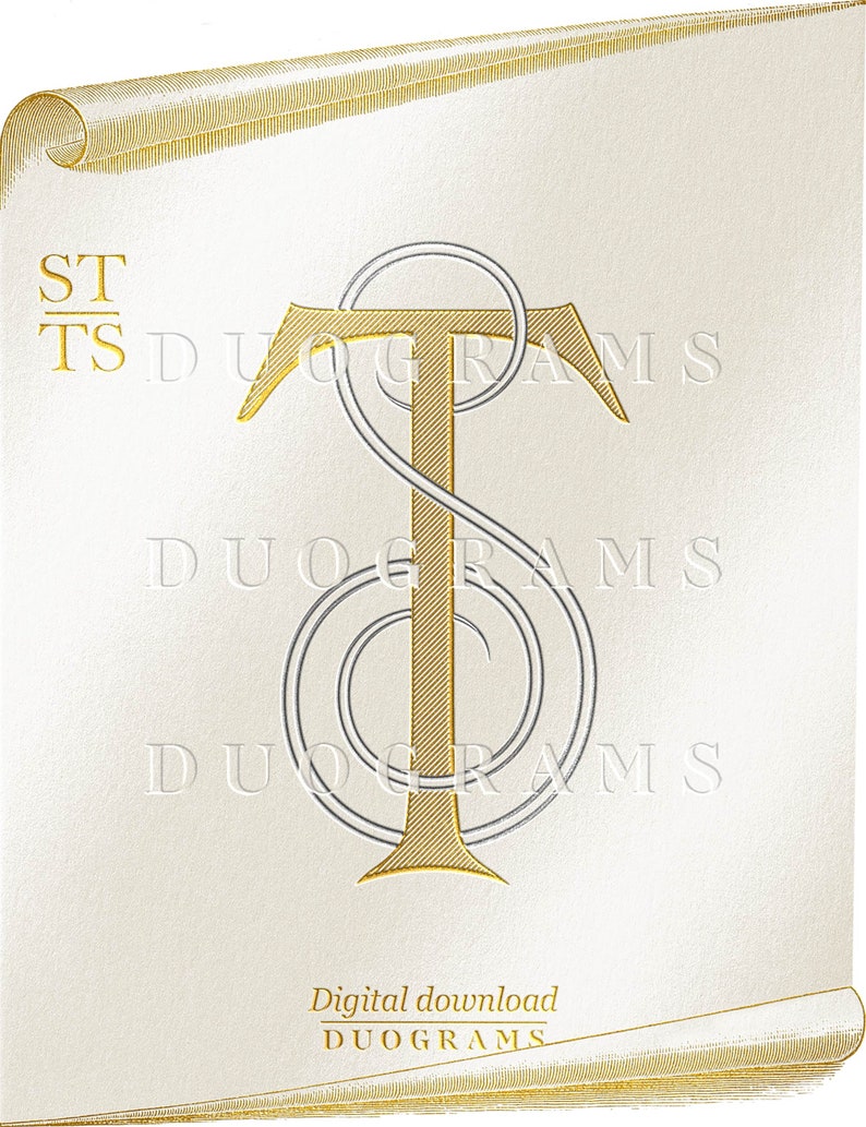 Interlocking Wedding Monogram ST TS 2 Letter Monogram Logo Design S T ...
