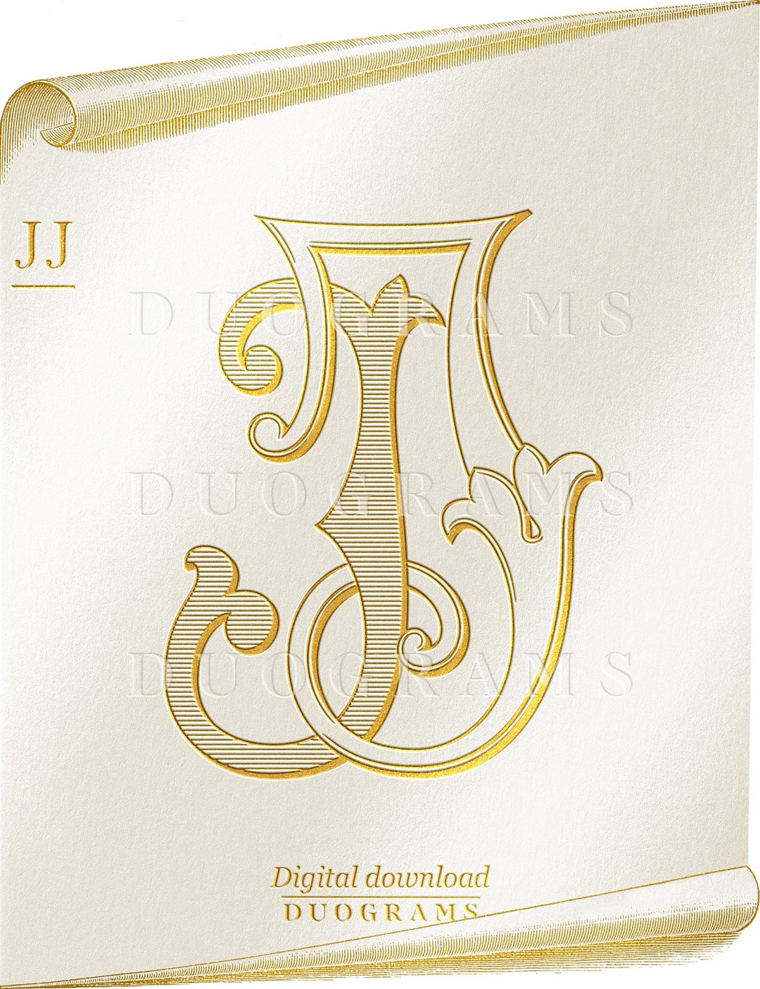 Double J Vintage Wedding Monogram Logo JJ Digital Download - Etsy