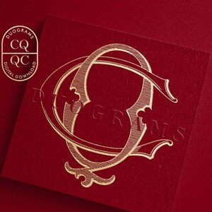 Wedding Monogram CQ QC Two Letter Monogram Logo Design C Q Wedding ...