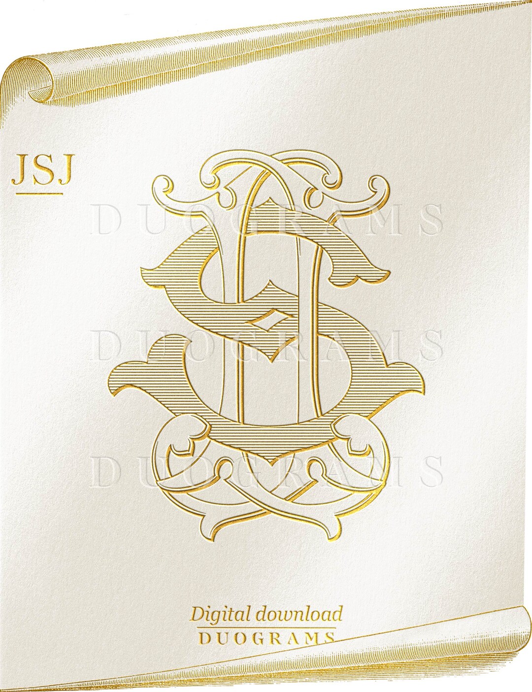 3 Letter Vintage Wedding Monogram Logo Design JSJ or SJJ or JJS Instant ...