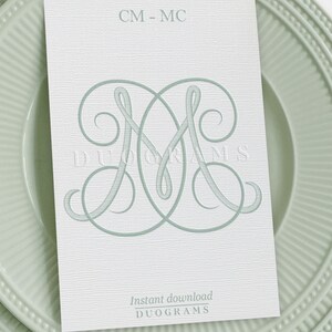 Vintage Monogram Logo Design CM MC Monogram Wreath SVG Digital Download ...