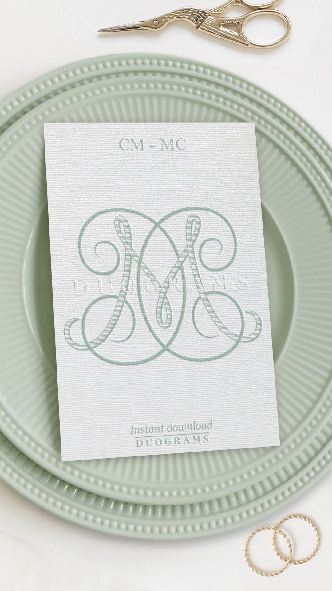 Vintage Monogram Logo Design CM MC Monogram Wreath SVG Digital Download ...