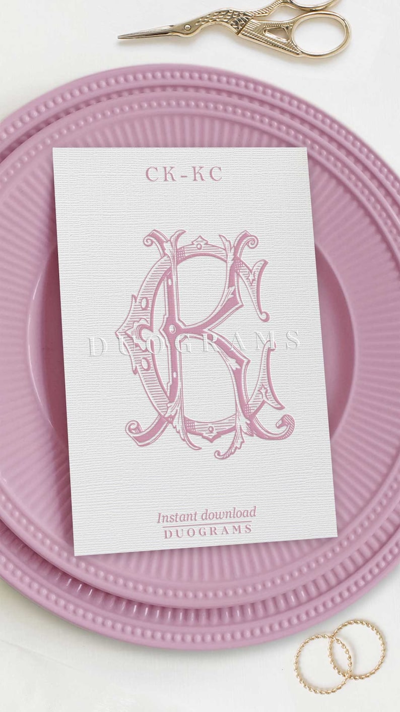 Vintage Monogram Logo CK or KC Two Letter Monogram Design C K Wedding ...