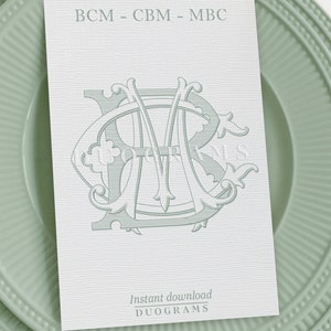 3 Letter Wedding Monogram CMB or BCM or MCB Interlocking Monogram Logo ...