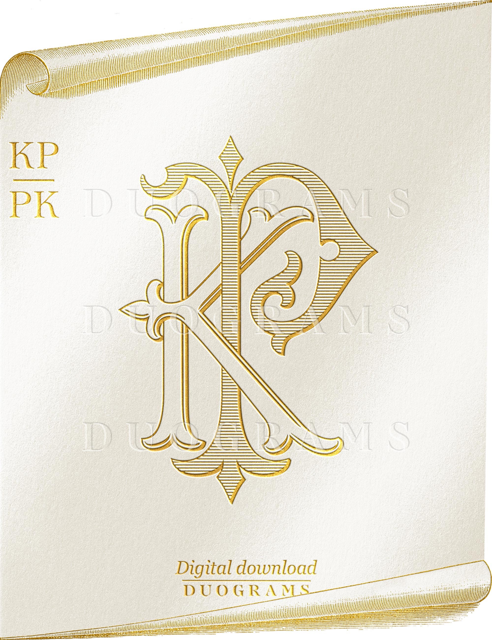Vintage Wedding Monogram Logo KP PK Monogram Wreath SVG - Etsy