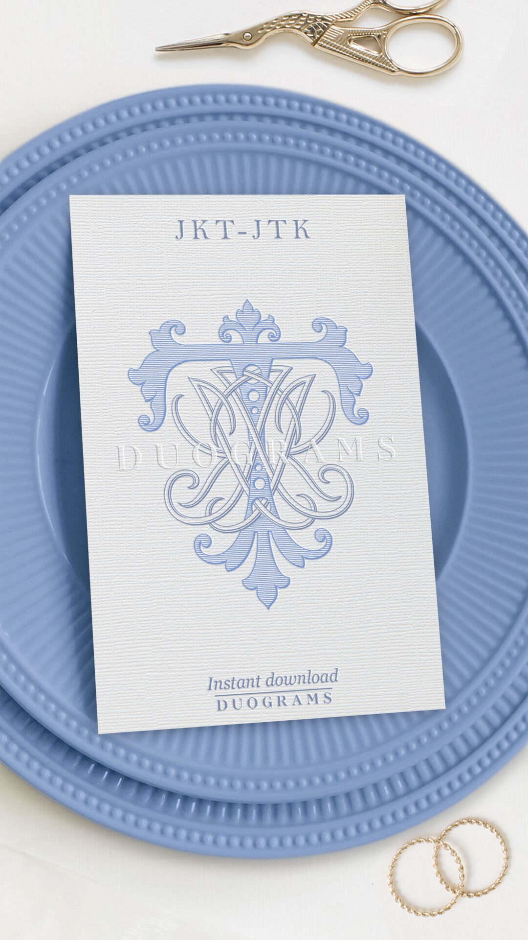 3 Letter Monogram Logo JKT or KTJ or TJK Interlocking Wedding Monogram ...