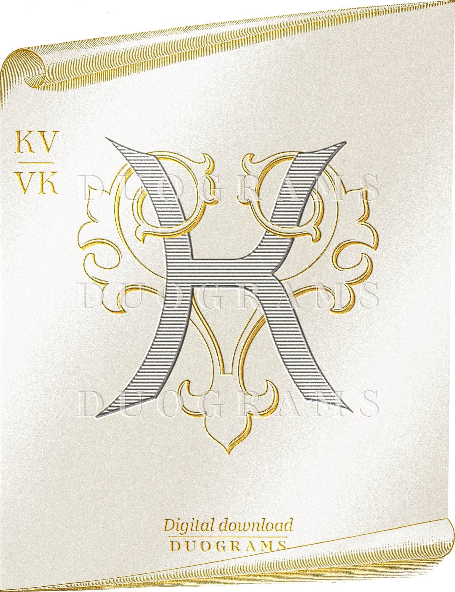 KV VK Wedding Monogram Logo Design V K K V Two Letter Monogram Initials ...