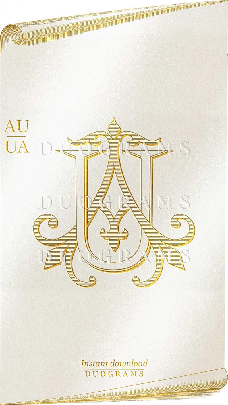 Vintage Wedding Monogram Logo AU UA Monogram Wreath SVG - Etsy
