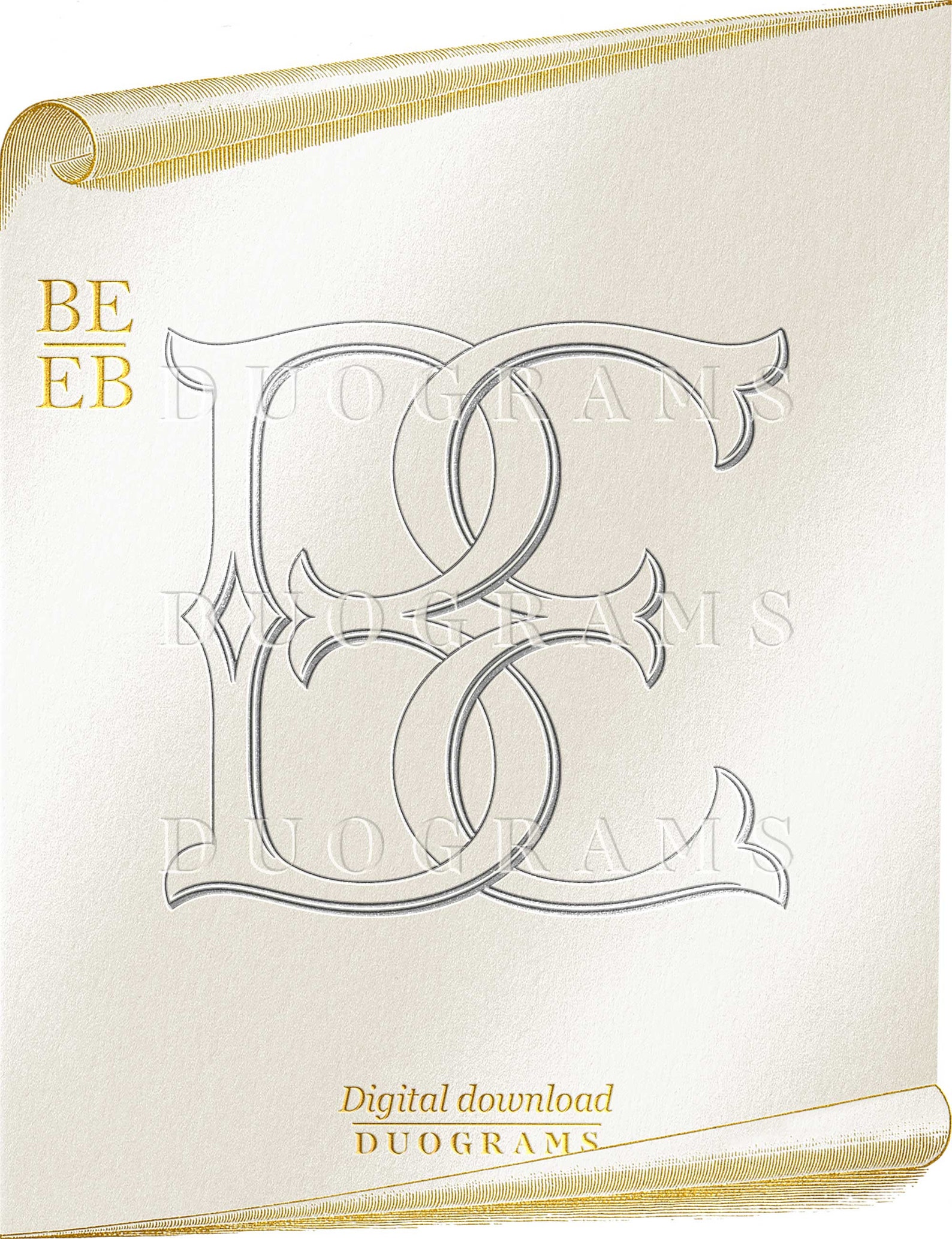 Vintage Wedding Monogram BE or EB, Two Letter Monogram Logo Design ...