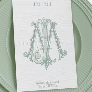 Wedding Monogram Logo JM or MJ Two Letter Monogram Design J M ...