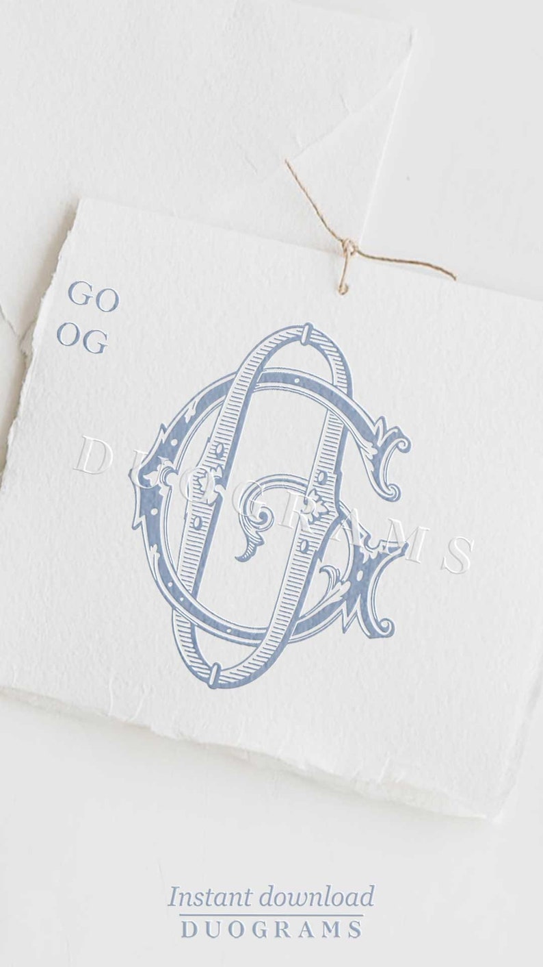Vintage Wedding Monogram GO or OG Interlocking Monogram Initials G O ...
