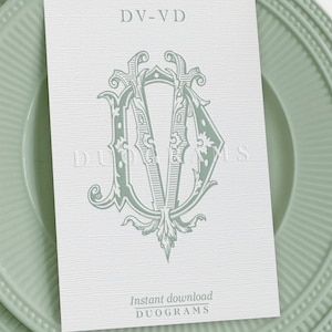 2-letter Monogram DV or VD Duogram D V Wedding Monogram Logo SVG & Png ...