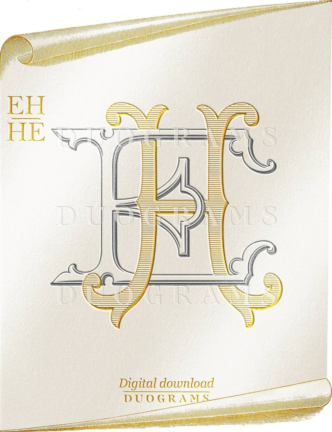 EH HE Vintage Wedding Monogram Logo Designs SVG Digital Download E H ...