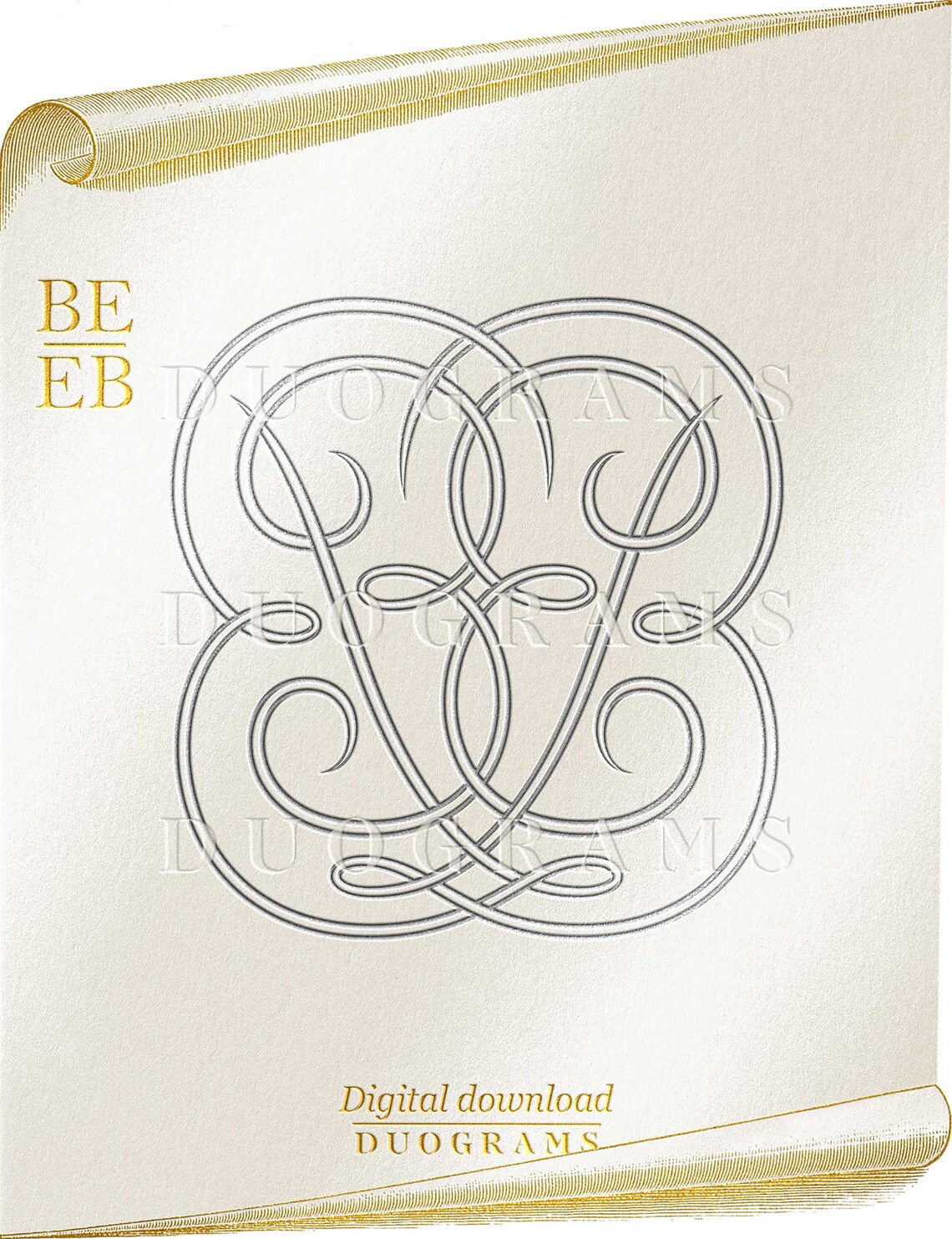 Two Letter Monogram Logo Design BE or EB Wedding Initials SVG & Png ...