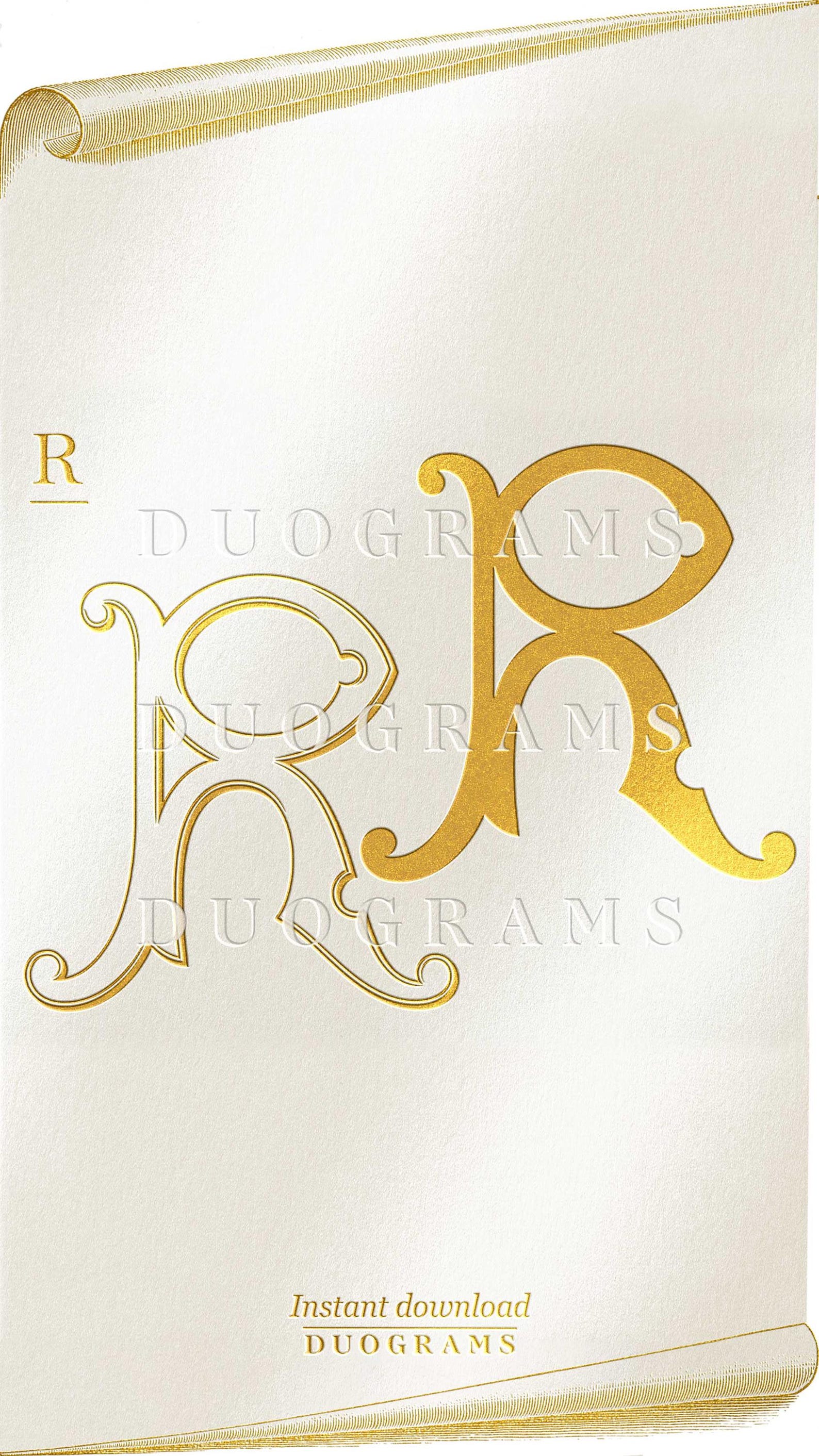 Vintage Wedding Monogram Logo R Monogram Wreath SVG - Etsy