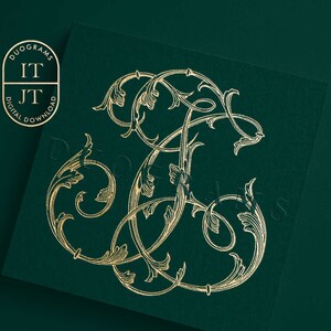 IT JT Vintage Wedding Monogram Logo Designs Ti Two Letter Monogram TJ ...