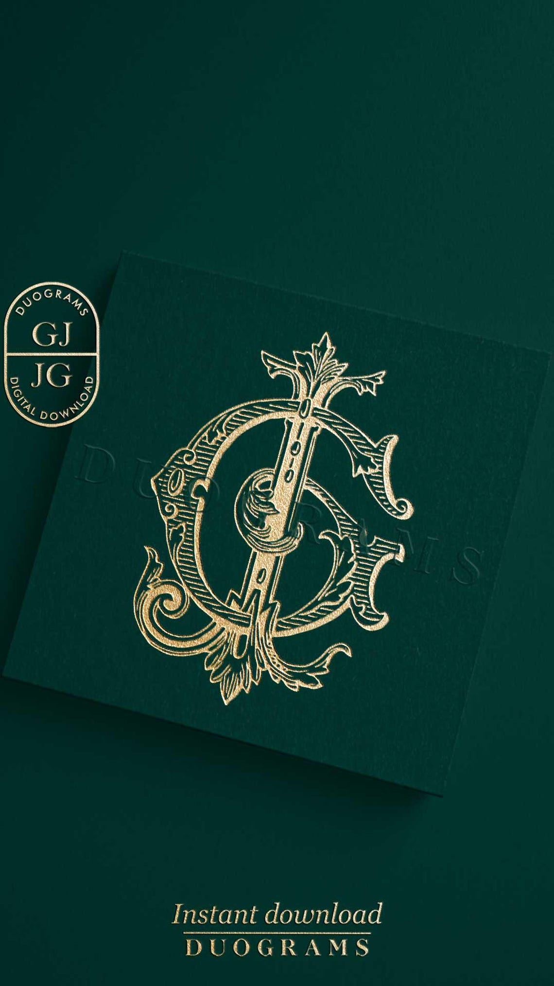 GJ JG Vintage Wedding Monogram Logo Design SVG 2-letter Monogram G J ...