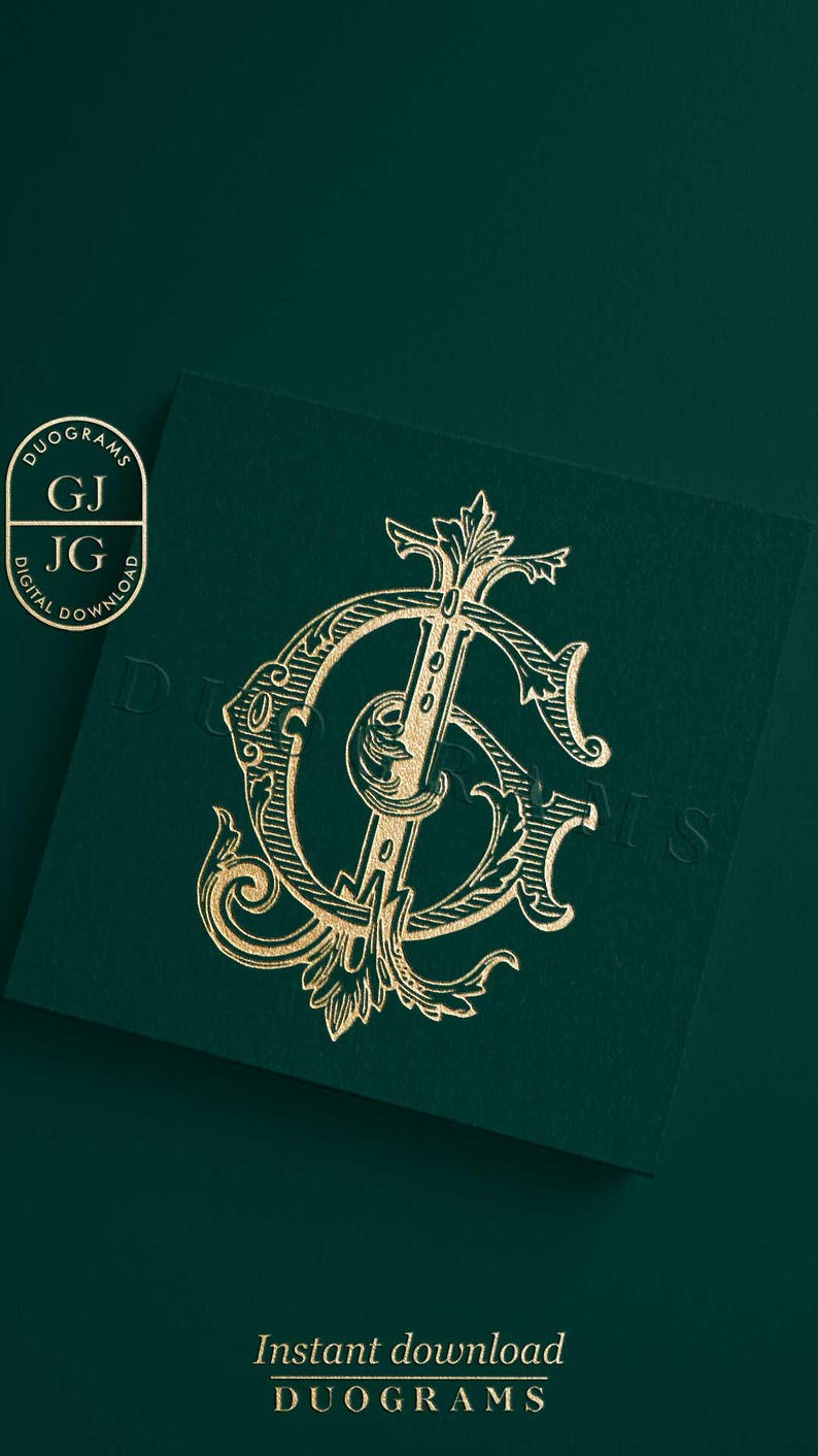 GJ JG Vintage Wedding Monogram Logo Design SVG 2-letter Monogram G J ...