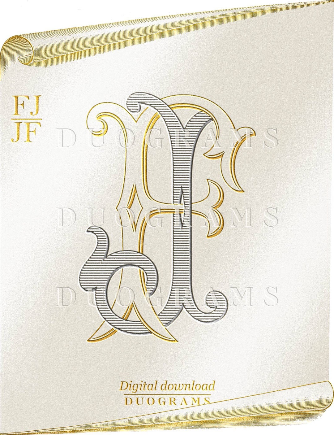 FJ JF Wedding Monogram Logo Design F J J F Two Letter Monogram Initials ...