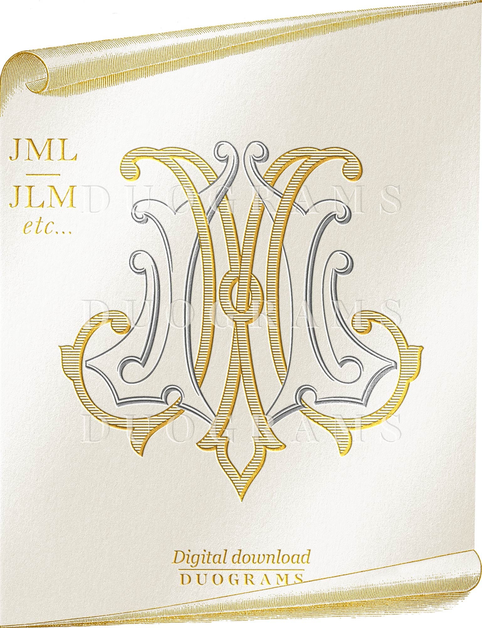 3 Letter Wedding Monogram Logo Designs JLM JML LJM Etc - Etsy