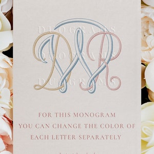 3 Letter Monogram DWR Wedding Monogram - Etsy