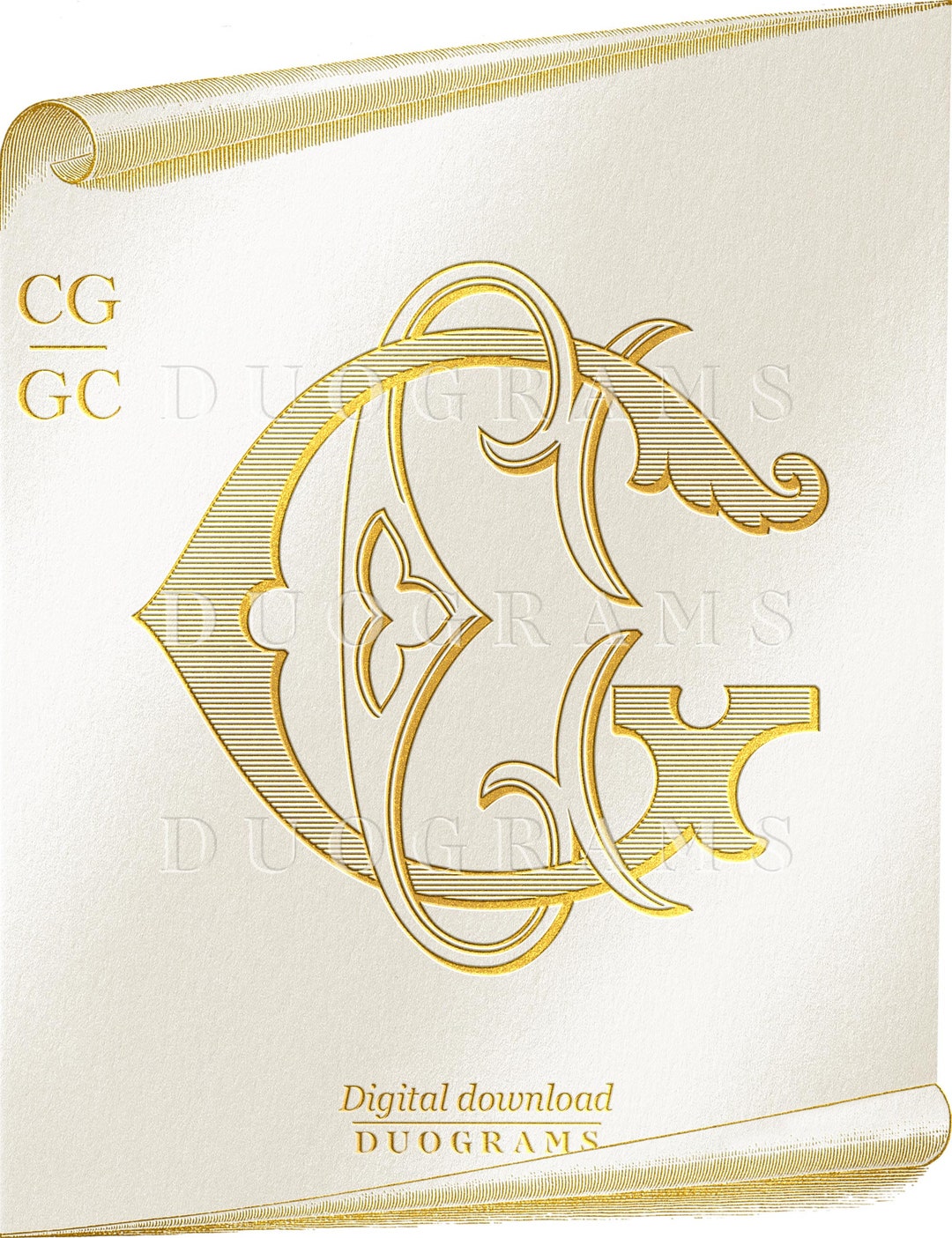 CG GC Wedding Monogram Logo Vintage Duogram C G Intertwined - Etsy