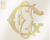 CG GC Wedding Monogram Logo Vintage Duogram C G Intertwined - Etsy