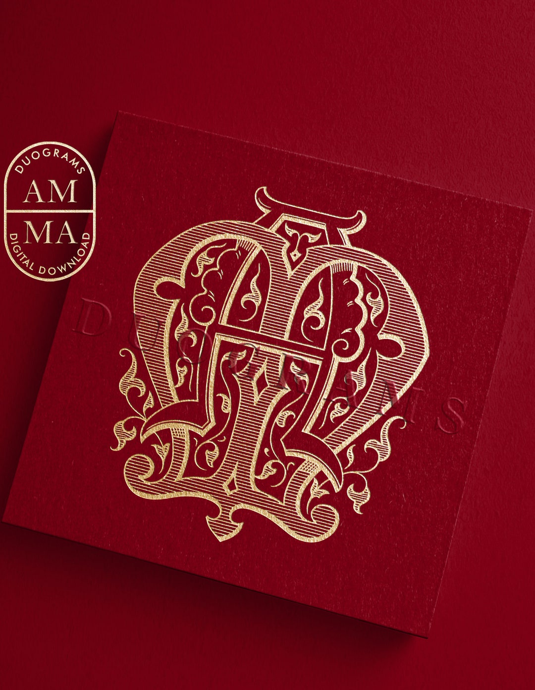 Antique Wedding Monogram AM or MA 2 Letter Monogram Logo Design A M ...