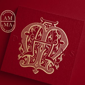Antique Wedding Monogram AM or MA 2 Letter Monogram Logo Design A M ...