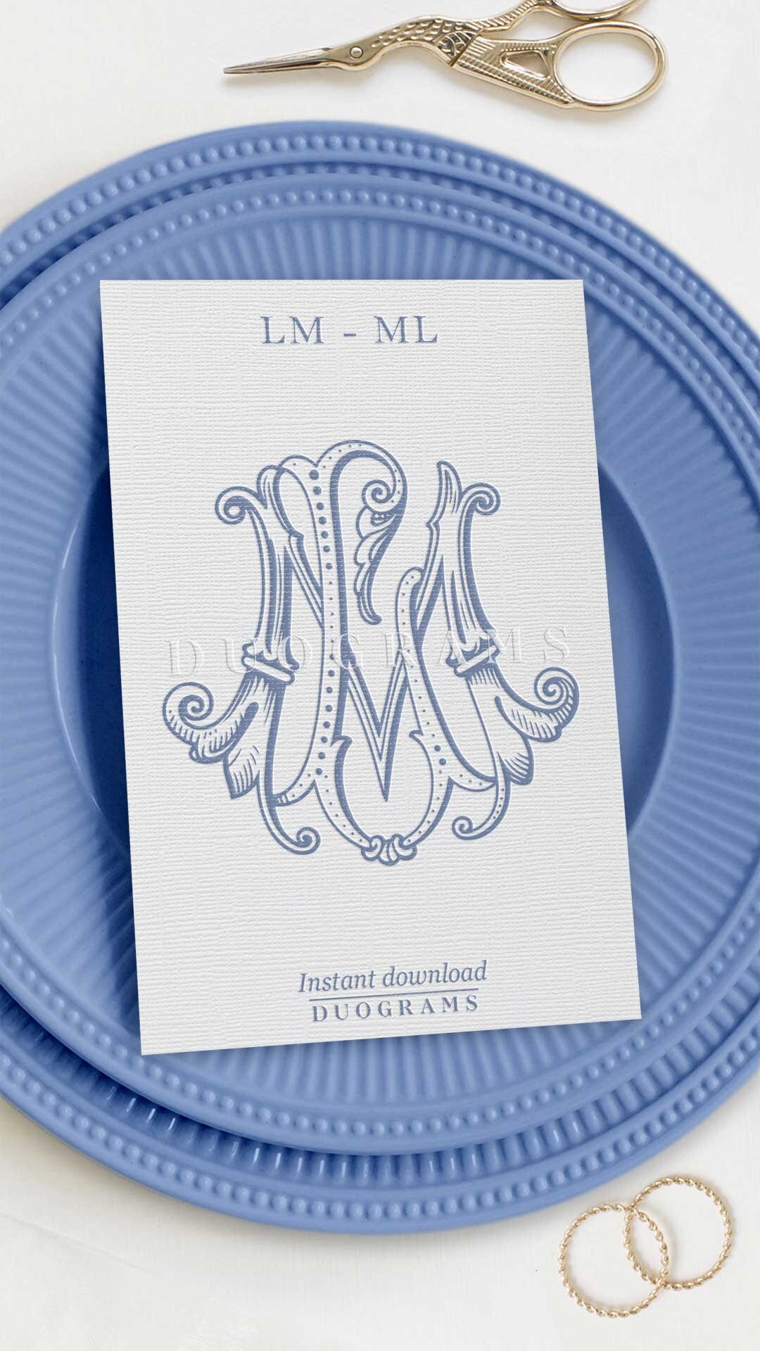 Vintage Wedding Monogram Logo LM or ML Two Letter Monogram, SVG & Png ...