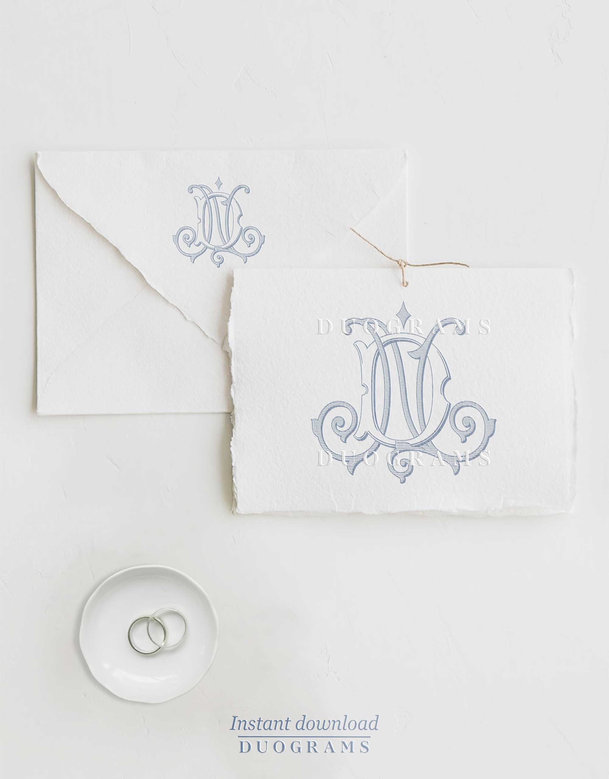 Vintage Wedding Monogram Logo DN or ND Duogram D N Intertwined Monogram ...
